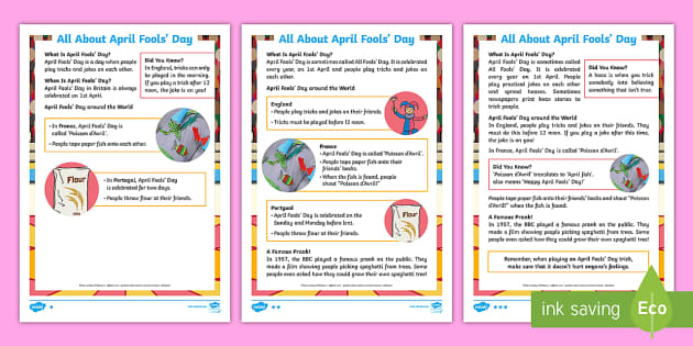 KS1 April Fools' Day Differentiated Fact File - Twinkl