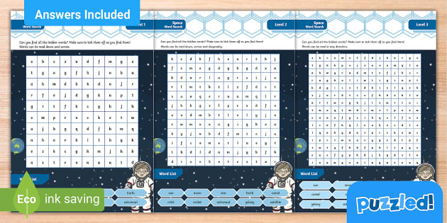 Space Word Search Puzzle Pack - Twinkl Puzzled - kids