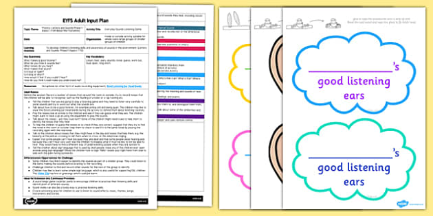 Eyfs Everyday Sounds Listening Game Adult Input Plan And Resource Pack