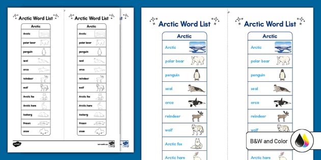 Arctic Mini Word List (teacher made) - Twinkl