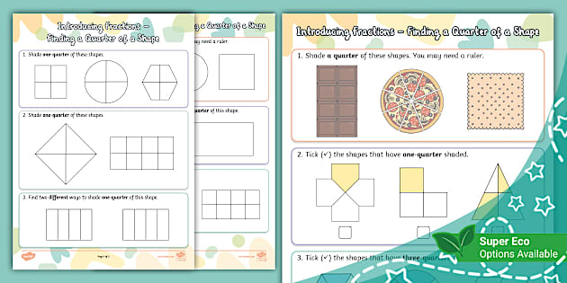 Introducing Fractions - Finding a Quarter of a Shape