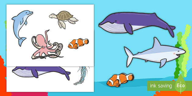 Beautiful Ocean Pictures with Animals - Cut-Outs - EYFS/KS1