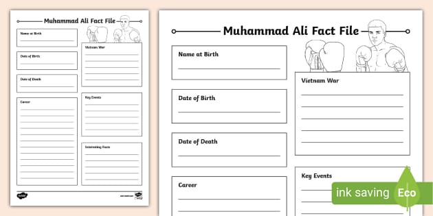 Muhammad Ali Fact File Template (teacher made)