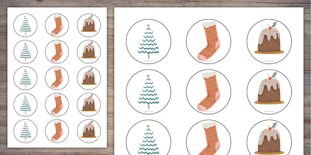 Low Ink Christmas Cupcake Toppers | Twinkl Party - Twinkl