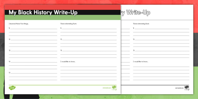 Black History Write-up Worksheet | Black History | Twinkl USA