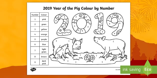 Year of the Pig Color by Number (Teacher-Made) - Twinkl
