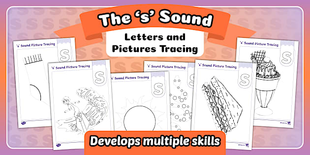 The 's' Sound Letters and Pictures Tracing Worksheet