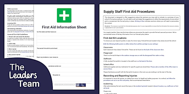Supply Staff First-Aid Procedures - SLT (teacher made)