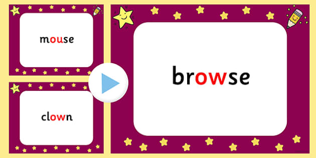 Quick Read ou and ow Sound Words PowerPoint (teacher made)