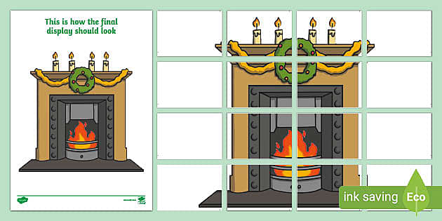 Large Christmas Fireplace - Display Decorations - Twinkl