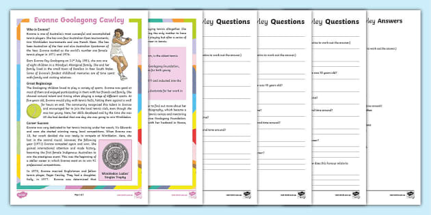 Evonne Goolagong Cawley Differentiated Reading Comprehension
