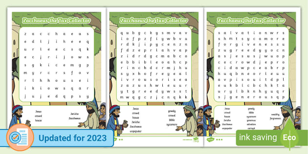 Zacchaeus Word Search | Zacchaeus Bible Story Activities