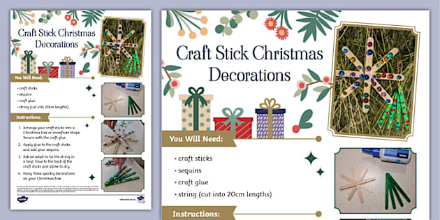 Craft Stick Christmas Decorations (teacher made) - Twinkl