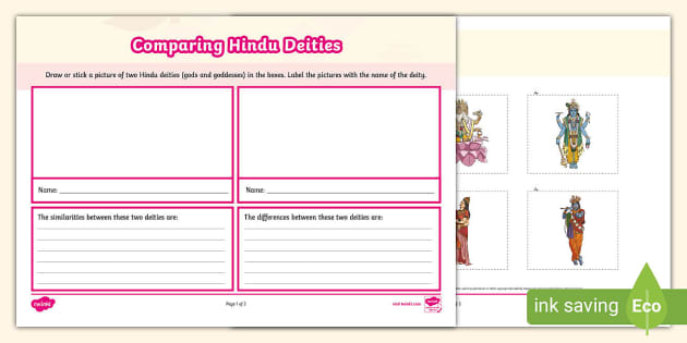 Hindu Dharma Worksheet Comparing Hindu Deities - Twinkl Hindu Dharma Worksheet Comparing Hindu Deities - Twinkl
