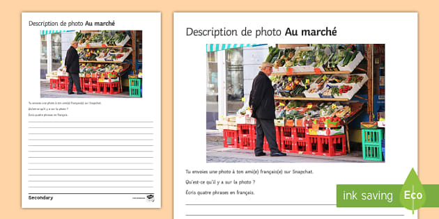 Market Photo Description Worksheet / Worksheet French