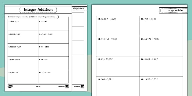 Middle School Basic Skills Integer Subtraction Intervention Middle School Basic Skills Integer Subtraction Intervention