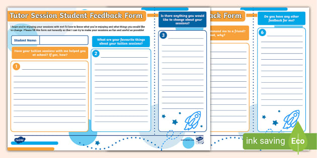 Tuition Session Student Feedback Form teacher Made 