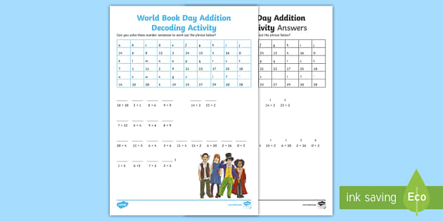 FREE! - World Book Day Addition Decoding Activity