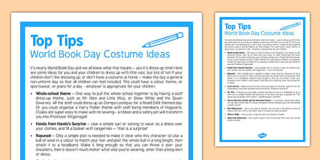 World Book Day Costume Ideas - Top Tips - Primary Resources