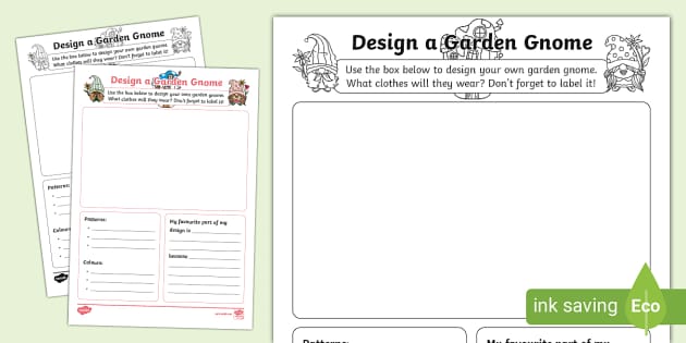 Design a Garden Gnome Worksheet - Twinkl