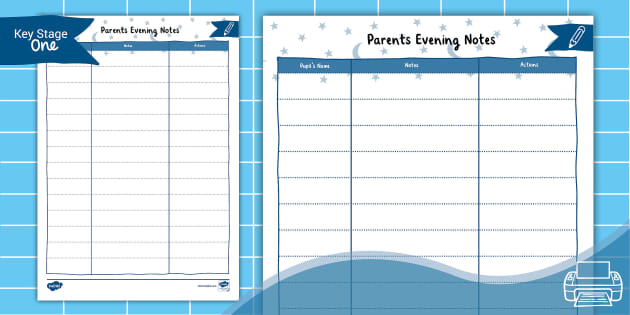 KS1 | Parents Evening Notes | Teacher Planner - Twinkl