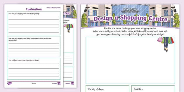 Design a Shopping Centre Worksheet (teacher made) - Twinkl