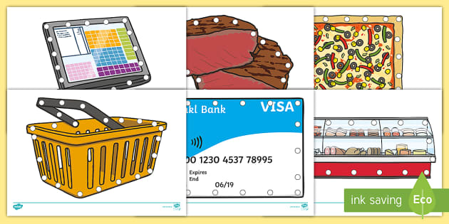 The Supermarket Aistear Threading Cut-Outs - Twinkl