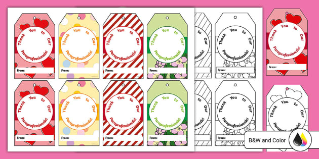 Paraprofessional Appreciation Day Gift Tags (teacher made)
