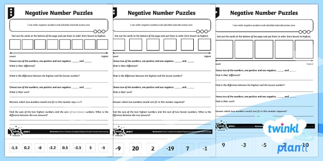 PlanIt Mathematics Y6 Number and Algebra Negative Number Puzzles Home