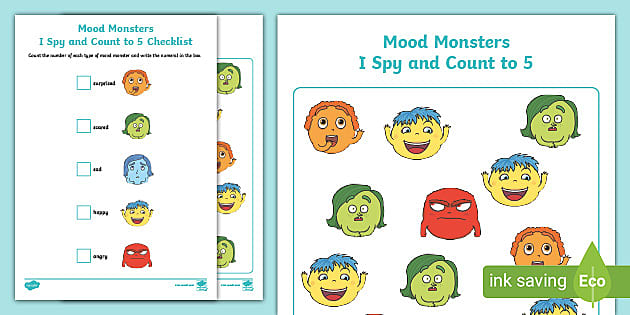 👉 Mood Monsters I Spy and Count Activity to 5 - Twinkl