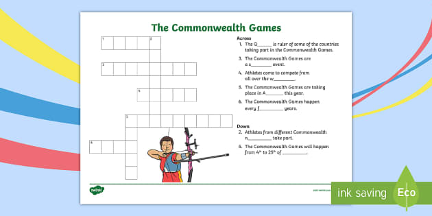 KS1 The Commonwealth Games Crossword (teacher made)
