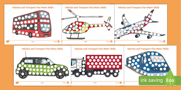 Vehicles and Transport Button Placing Fine Motor Activity