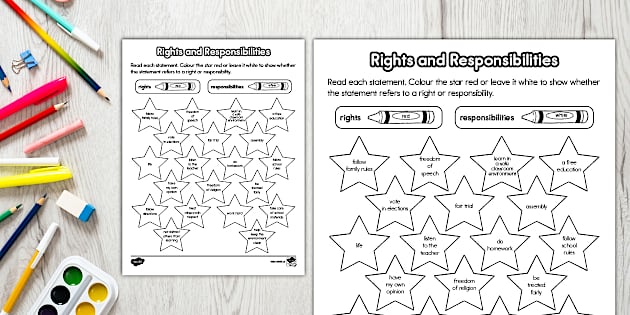 Rights and Responsibilities of Citizens Colouring Worksheet