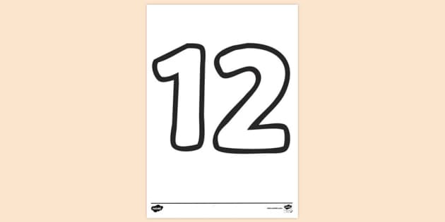Number 12 Colouring Page | Colouring Sheets (Teacher-Made)