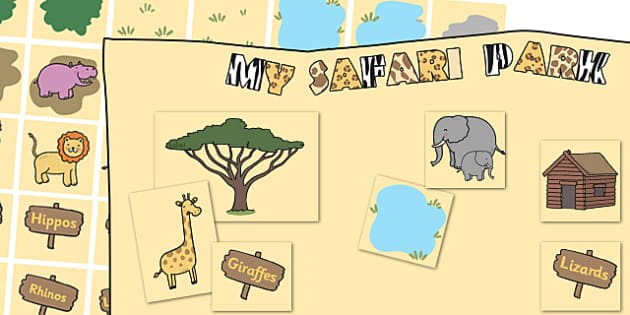 Safari Park Map Cut and Stick Activity - Twinkl