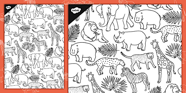 Hoja de colorear: Garabatos - Safari