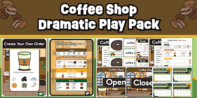 Coffee Shop Dramatic Play Pack