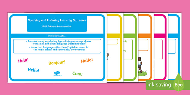 EYLF Speaking and Listening Learning Intentions A4 Display Poster
