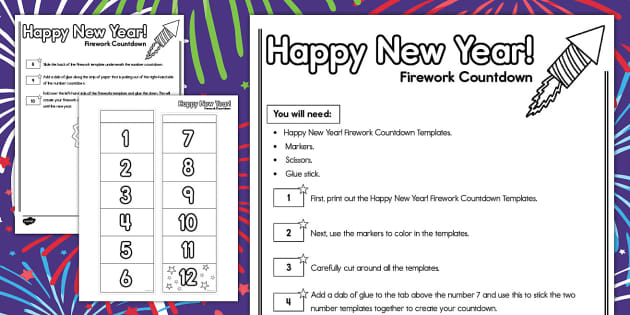 Happy New Year! Firework Countdown Craft (teacher made)