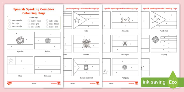 👉 Spanish Speaking Countries Colouring Flags Worksheet