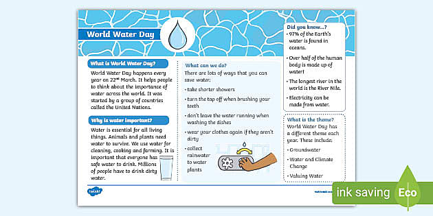 KS1 World Water Day Fact File | Twinkl - Twinkl