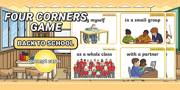 Back to School Four Corners Game Prompt Cards