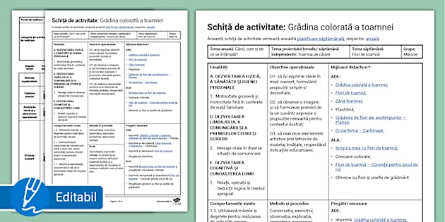 Grădina colorată a toamnei Schiță activitate grupa mijlocie