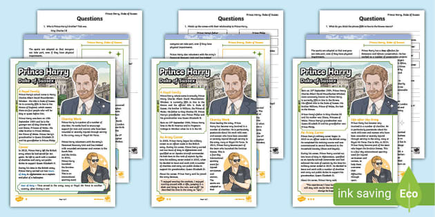 LKS2 Prince Harry, Duke of Sussex Differentiated Reading Comprehension