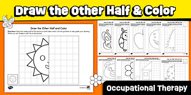Draw the Other Half and Color: Visual Closure and Visual Motor Coordination
