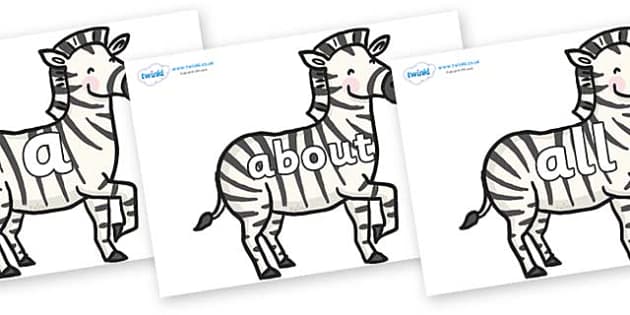 100 High Frequency Words on Zebras (teacher made) - Twinkl