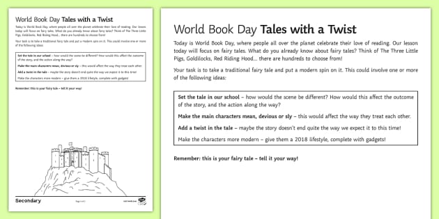 FREE! - World Book Day: Tales with a Twist Worksheet