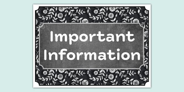 Chalkboard-Themed Important Information Display Poster