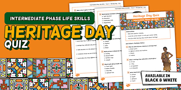 Intermediate Phase Life Skills - Term 3 - Heritage Day - Quiz