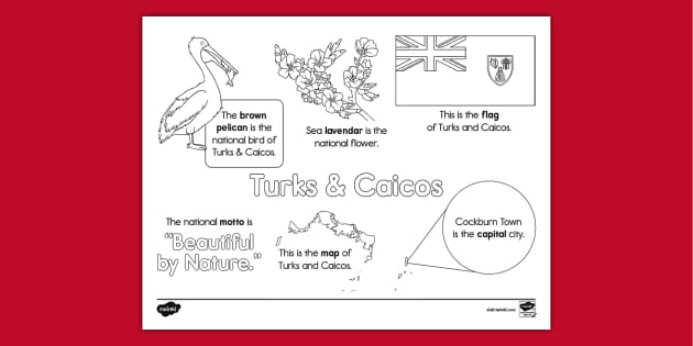 Turks & Caicos Facts Coloring Sheet (Teacher-Made) - Twinkl